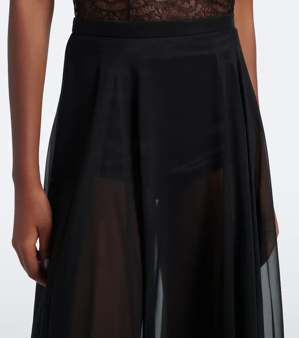 Dolce & Gabbana Pleated Sheer Silk Chiffon Midi Skirt