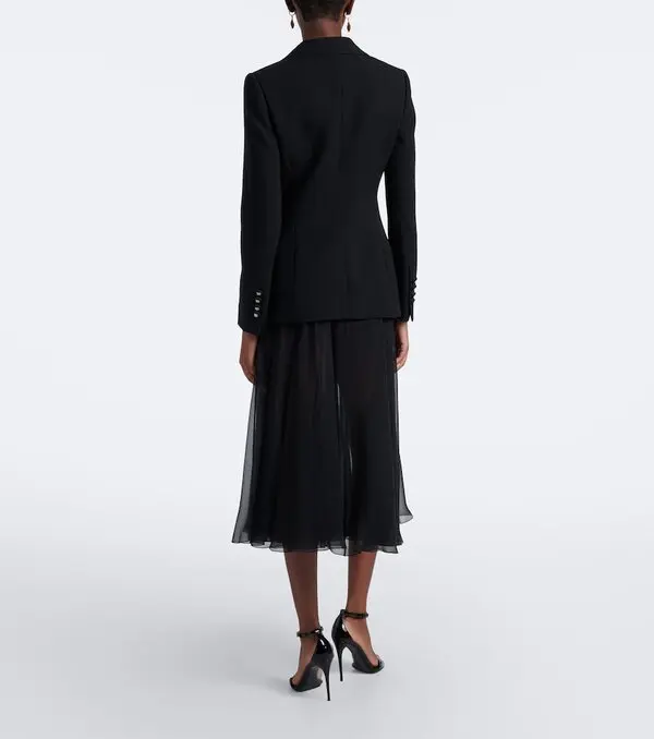 Dolce & Gabbana Pleated Sheer Silk Chiffon Midi Skirt