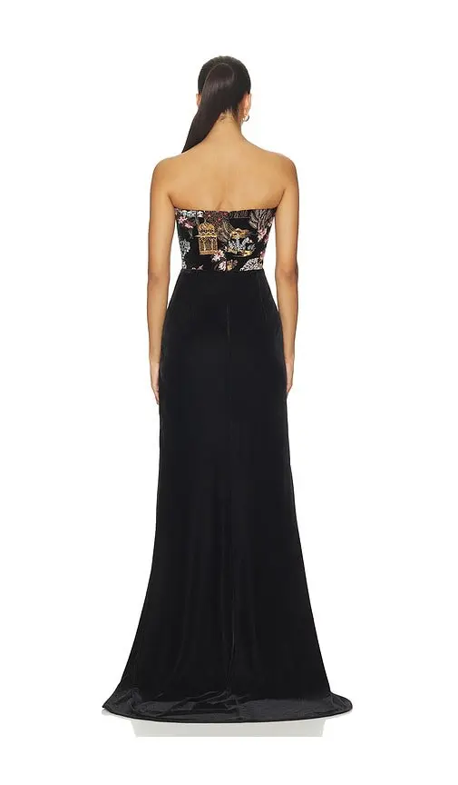 SAU LEE Velvet Gown In Black