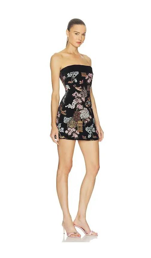 SAU LEE Jodie Embroidered Dress In Black