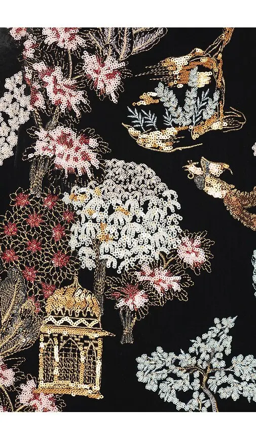 SAU LEE Jodie Embroidered Dress In Black