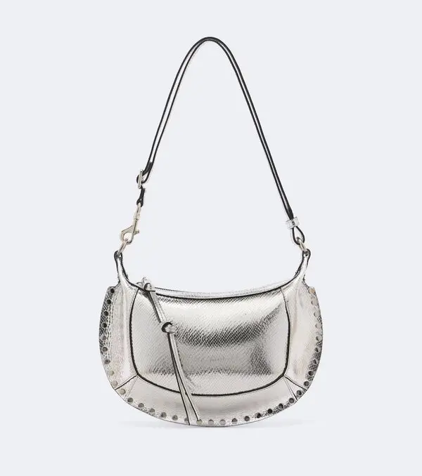 Isabel Marant Étoile Oskan Moon Metallic Leather Shoulder Bag - Silver