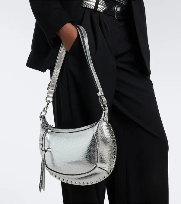 Isabel Marant Étoile Oskan Moon Metallic Leather Shoulder Bag - Silver