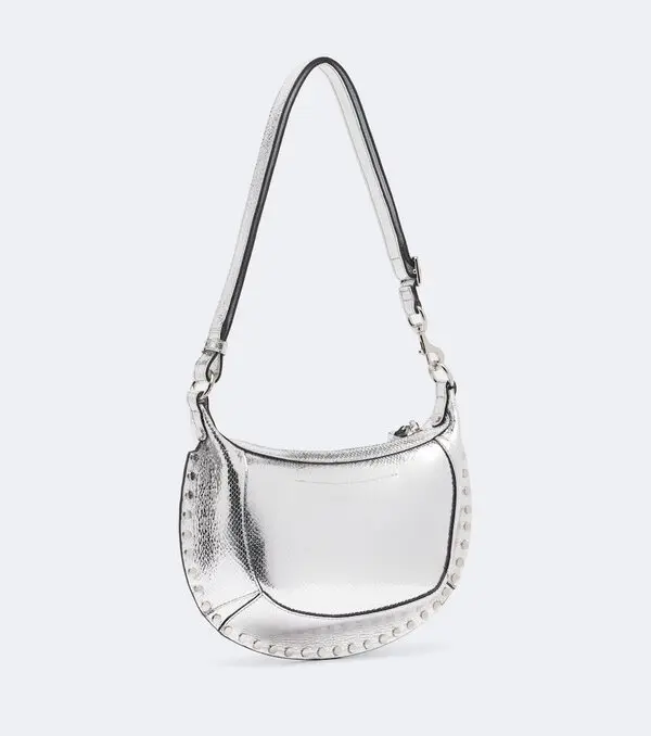 Isabel Marant Étoile Oskan Moon Metallic Leather Shoulder Bag - Silver