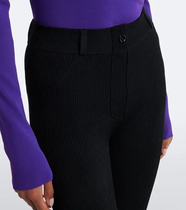 Loewe Leather-trimmed Ribbed-knit Leggings