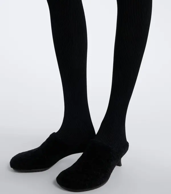 Loewe Leather-trimmed Ribbed-knit Leggings