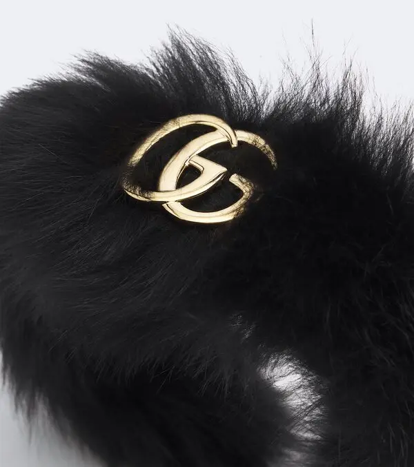 Gucci Double G Shearling Headband - Black