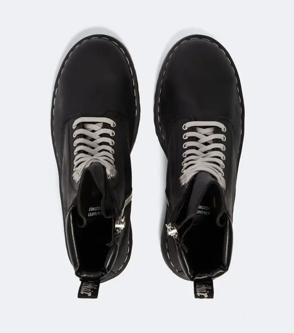 Rick Owens X Dr. Martens Quad Leather Platform Ankle Boots