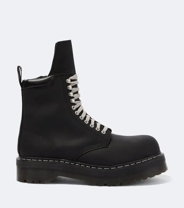 Rick Owens X Dr. Martens Quad Leather Platform Ankle Boots