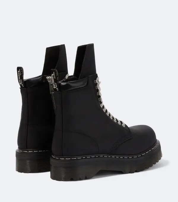 Rick Owens X Dr. Martens Quad Leather Platform Ankle Boots