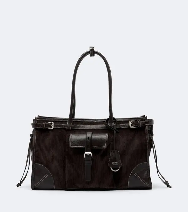 Prada Bonnie Large Corduroy Shoulder Bag