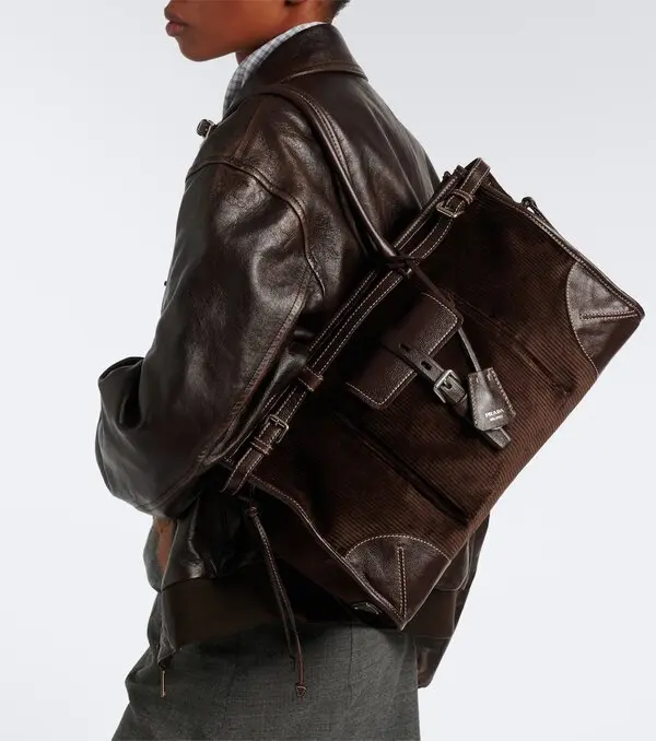 Prada Bonnie Large Corduroy Shoulder Bag