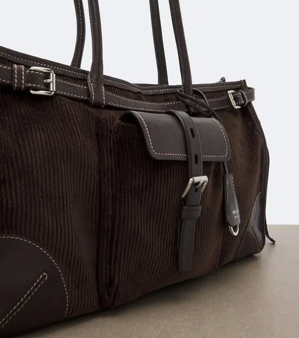Prada Bonnie Large Corduroy Shoulder Bag