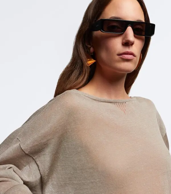 Alaïa Lettering Logo Rectangular Sunglasses