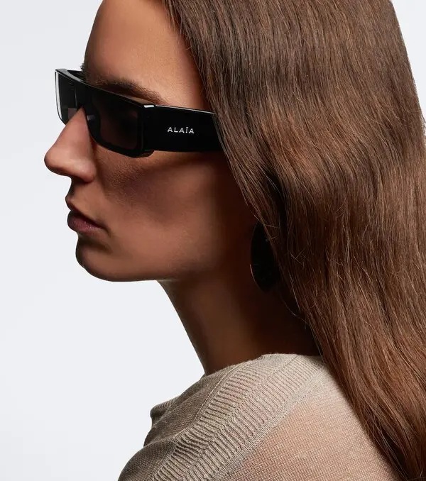 Alaïa Lettering Logo Rectangular Sunglasses