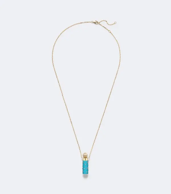 Yvonne Léon Petit Vase Berlingot And Bouchon 9kt White And Yellow Gold Pendant Necklace With Emerald And Diamond - Silver