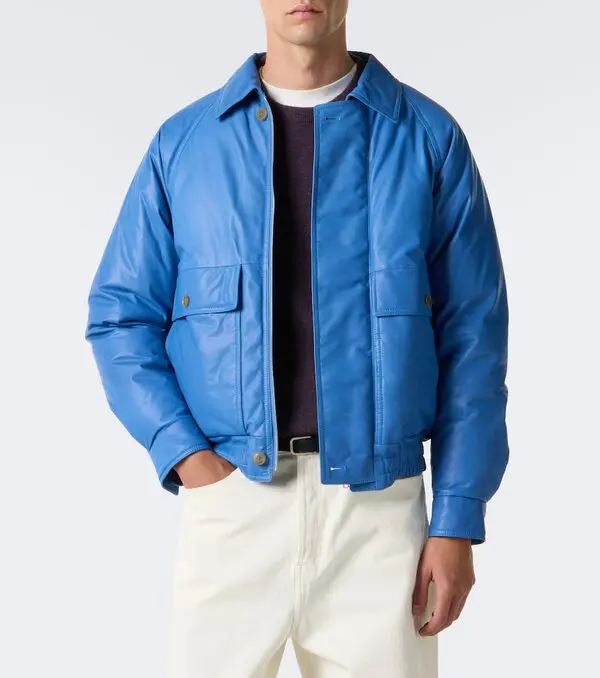 Auralee Leather Down Jacket - Blue