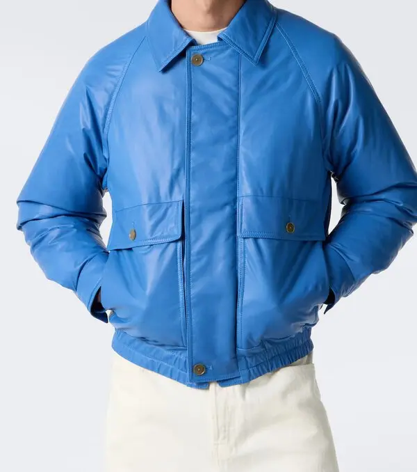 Auralee Leather Down Jacket - Blue