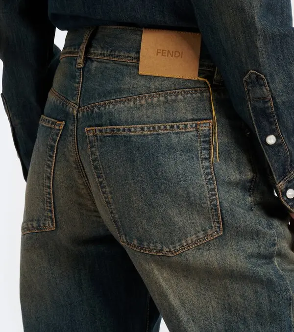 Fendi Faded Wide-leg Jeans