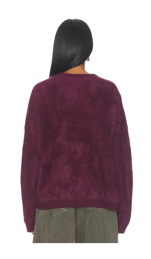 Soft Goat Brushed Boyfriend Crewneck In Burgundy