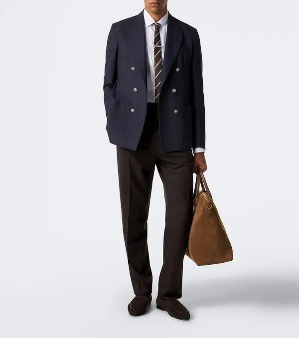 Dunhill Wool And Cashmere Flannel Tapered Pants