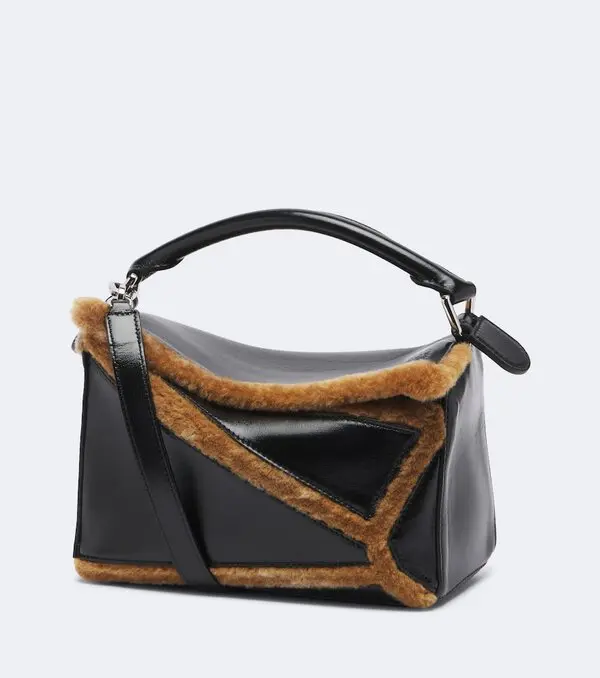 Loewe Puzzle Aviator Small Leather Top-handle Bag - Black