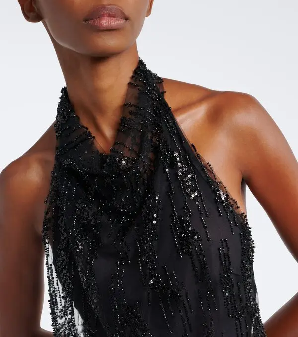 Staud Monay Embellished Halterneck Bodysuit