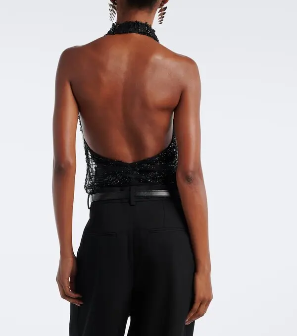 Staud Monay Embellished Halterneck Bodysuit