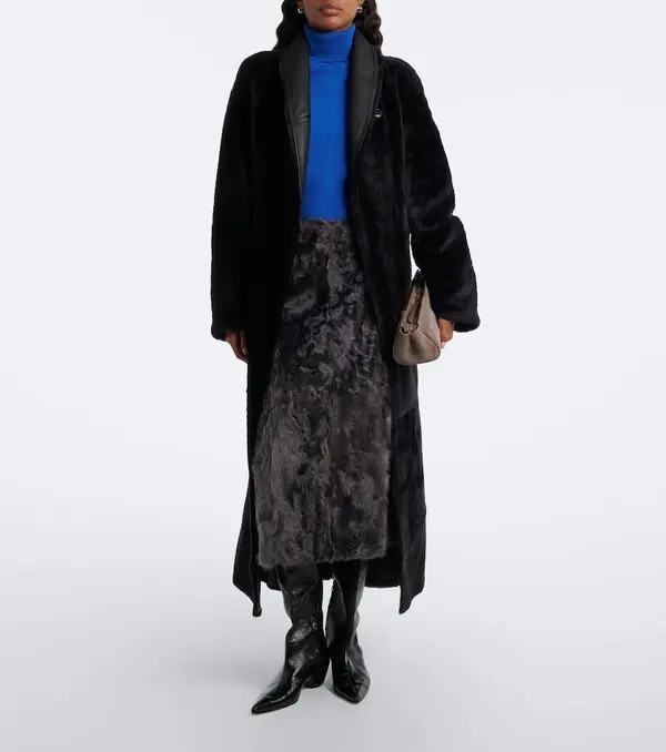 YVES SALOMON Shearling Midi Skirt