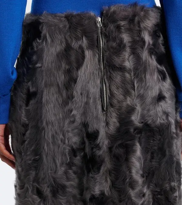YVES SALOMON Shearling Midi Skirt