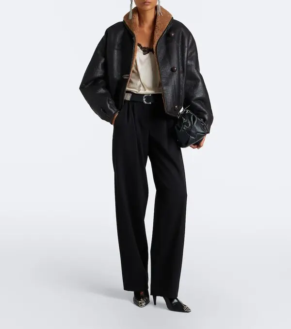 Isabel Marant Étoile Charina Shearling-trimmed Leather Jacket