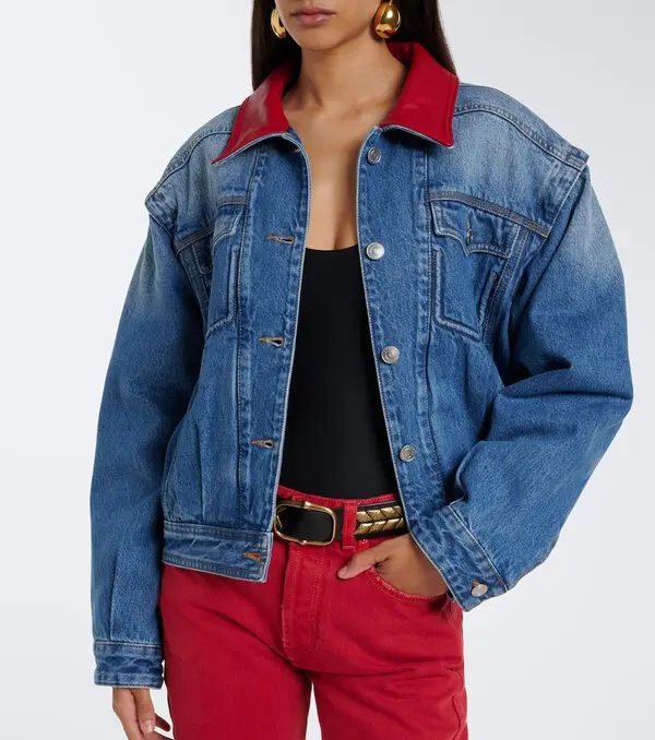 Isabel Marant Étoile Devyn Leather-trimmed Denim Jacket