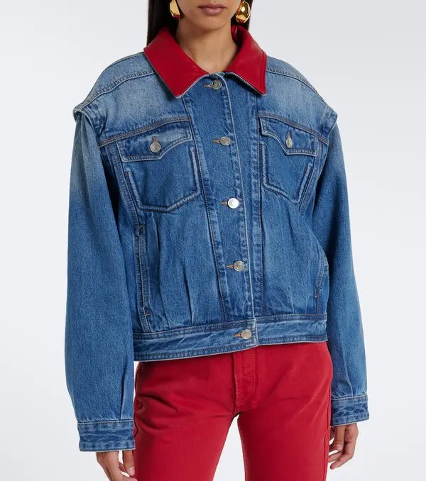 Isabel Marant Étoile Devyn Leather-trimmed Denim Jacket