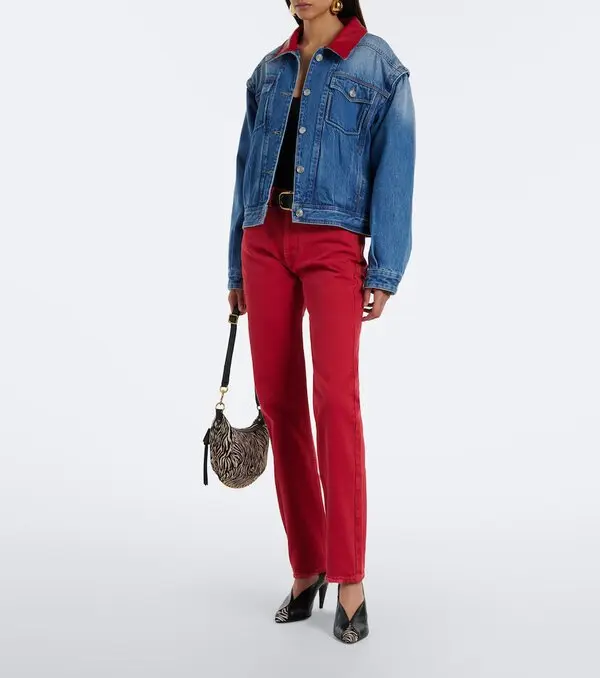 Isabel Marant Étoile Devyn Leather-trimmed Denim Jacket