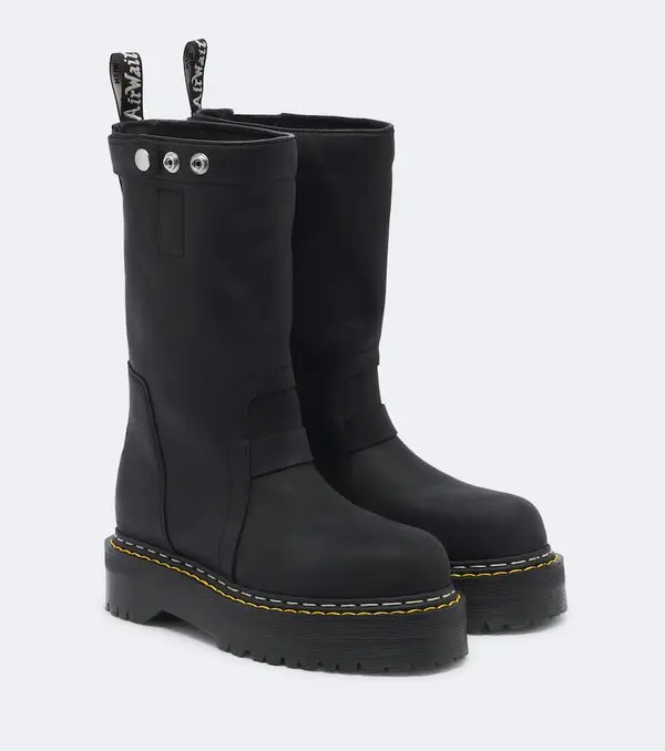 Rick Owens X Dr. Martens Quad Platform Boots - Black