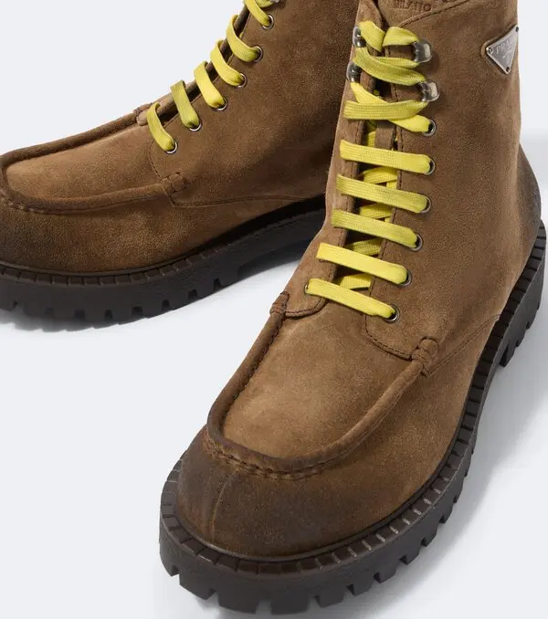 Prada Suede Lace-up Boots