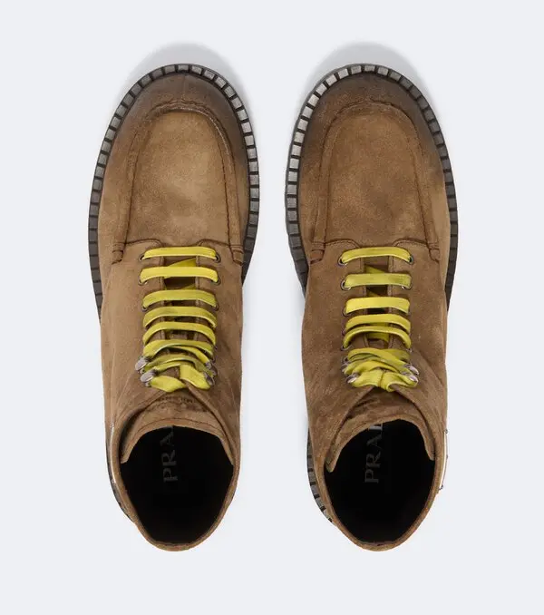Prada Suede Lace-up Boots
