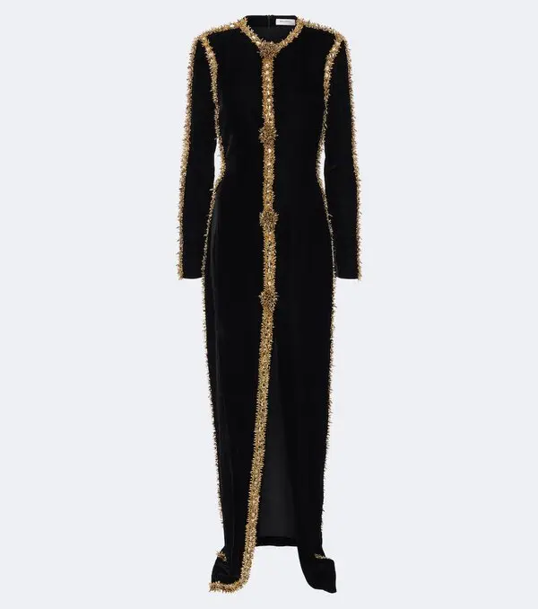 Balmain Embellished Velvet Gown