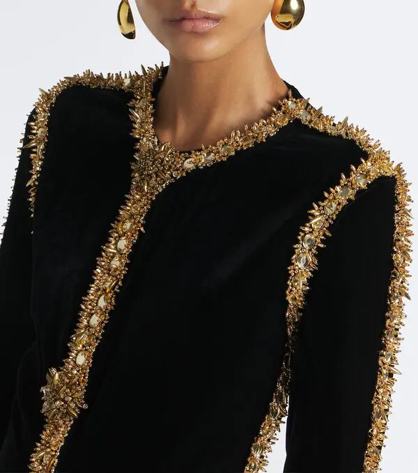 Balmain Embellished Velvet Gown