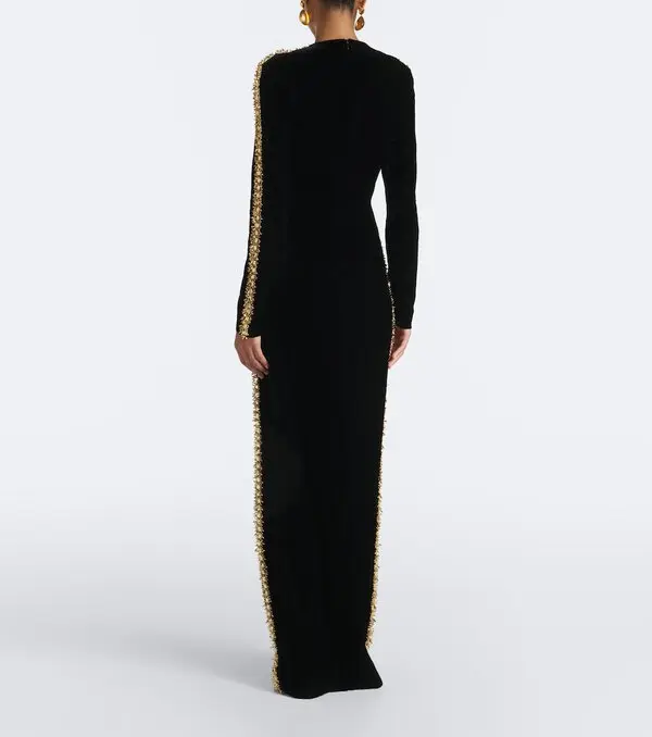 Balmain Embellished Velvet Gown