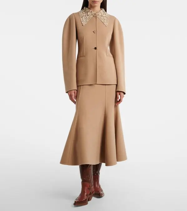 Gabriela Hearst Patterson Cashmere Midi Skirt