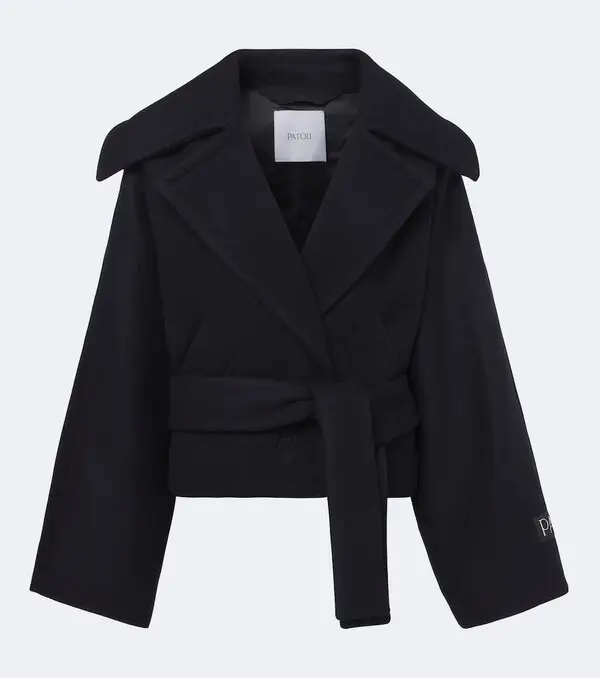 PATOU Belted Wool And Silk Peacoat