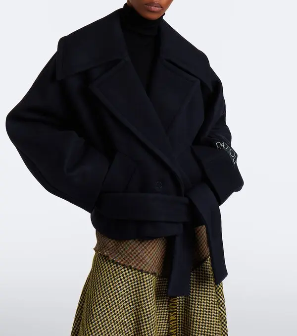 PATOU Belted Wool And Silk Peacoat