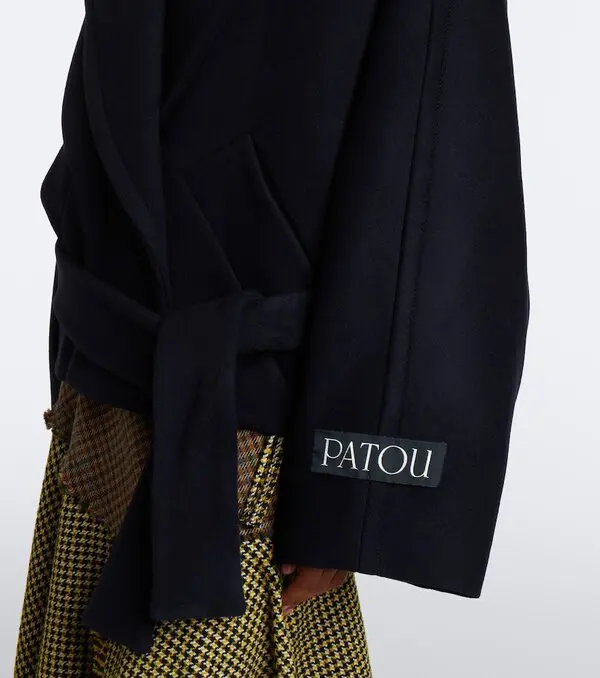 PATOU Belted Wool And Silk Peacoat