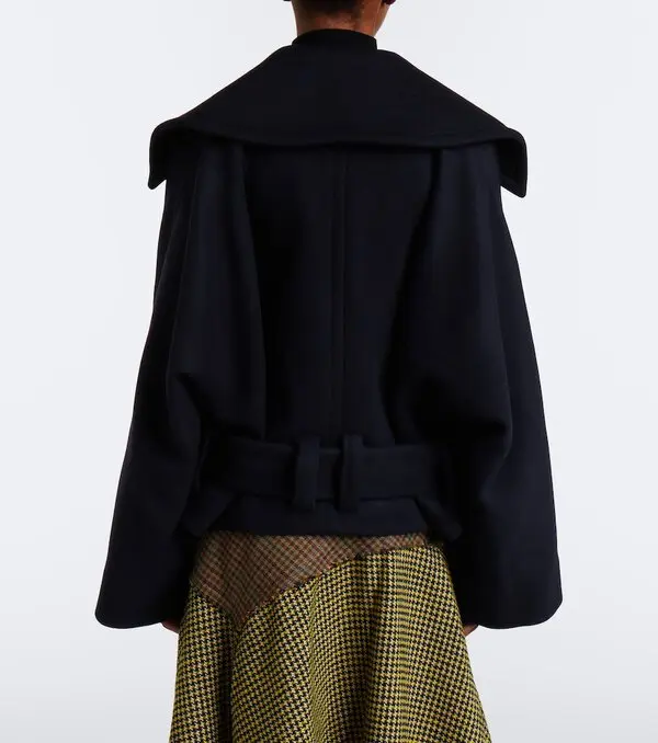 PATOU Belted Wool And Silk Peacoat