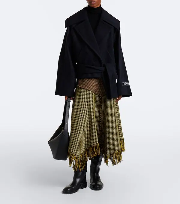 PATOU Belted Wool And Silk Peacoat