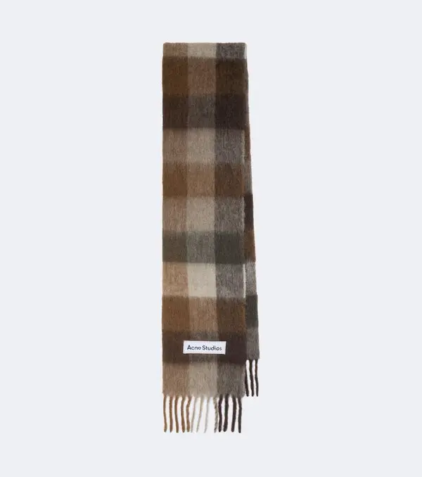 Acne Studios Checked Fringed Alpaca And Wool-blend Scarf