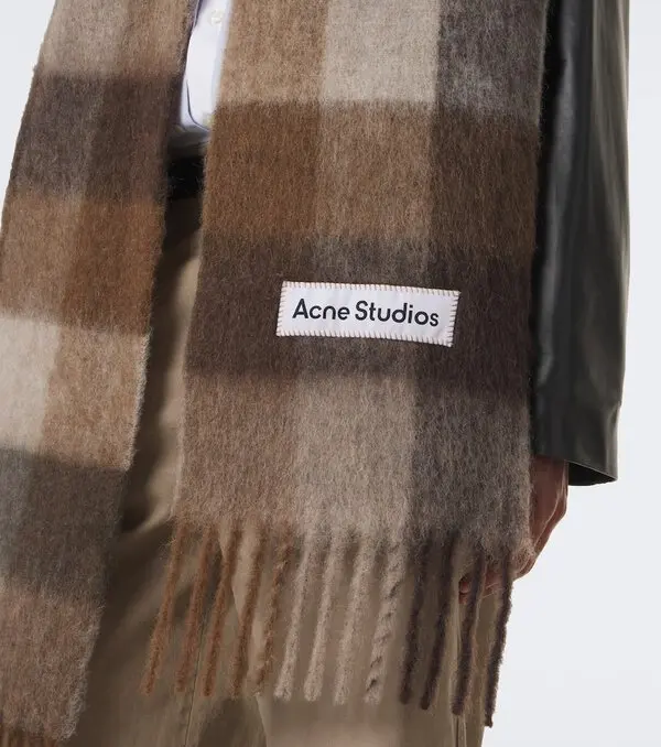 Acne Studios Checked Fringed Alpaca And Wool-blend Scarf