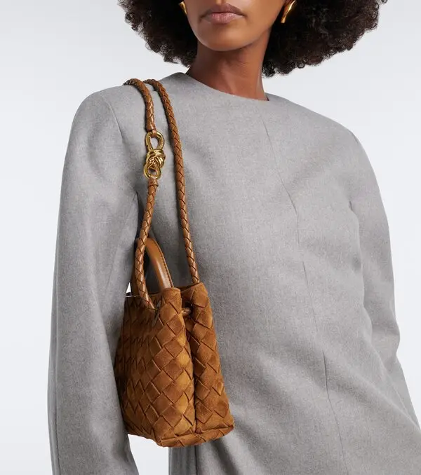 Bottega Veneta Andiamo Mini Suede Top-handle Bag - Brown
