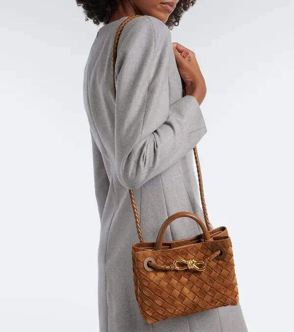 Bottega Veneta Andiamo Mini Suede Top-handle Bag - Brown
